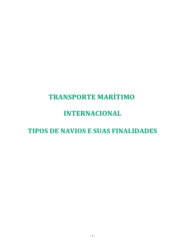 Tipos de Navios no Transporte Marítimo | PDF | Cargueiro | Guindaste ...