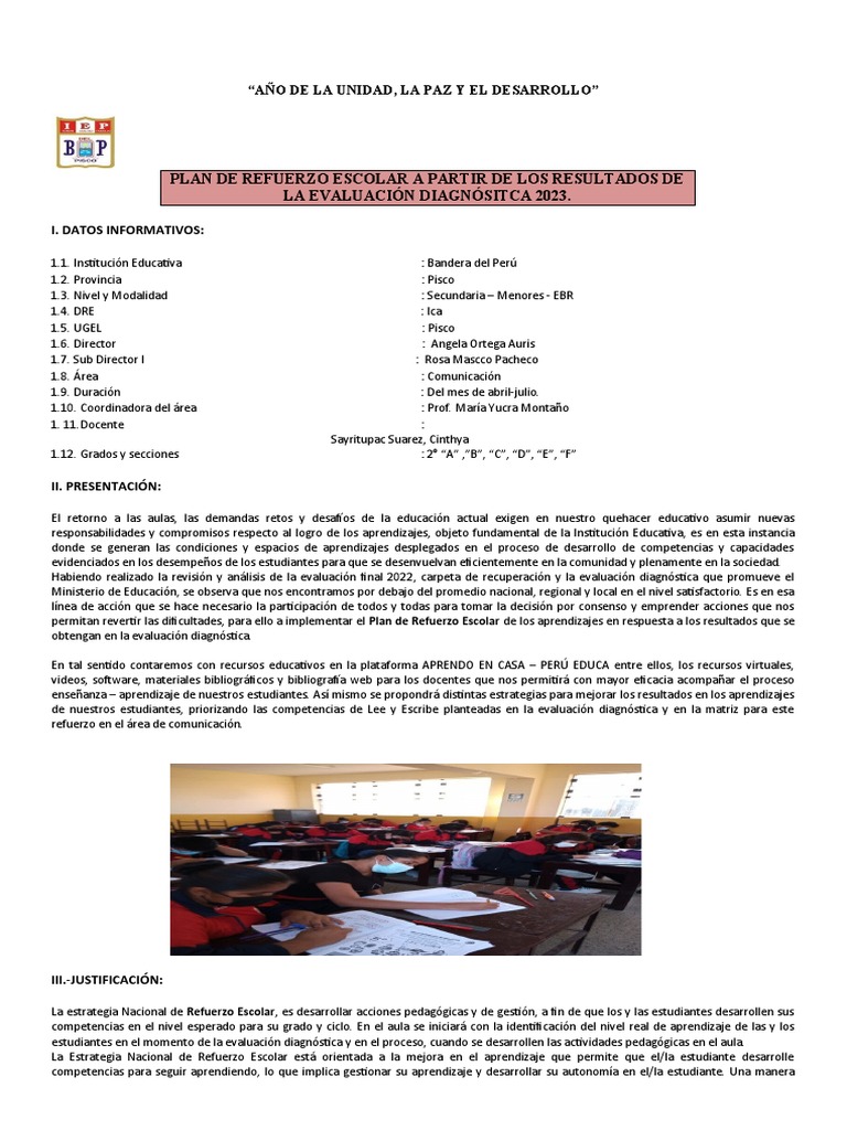 Plan de Reforzamiento Segundo 2023 | PDF