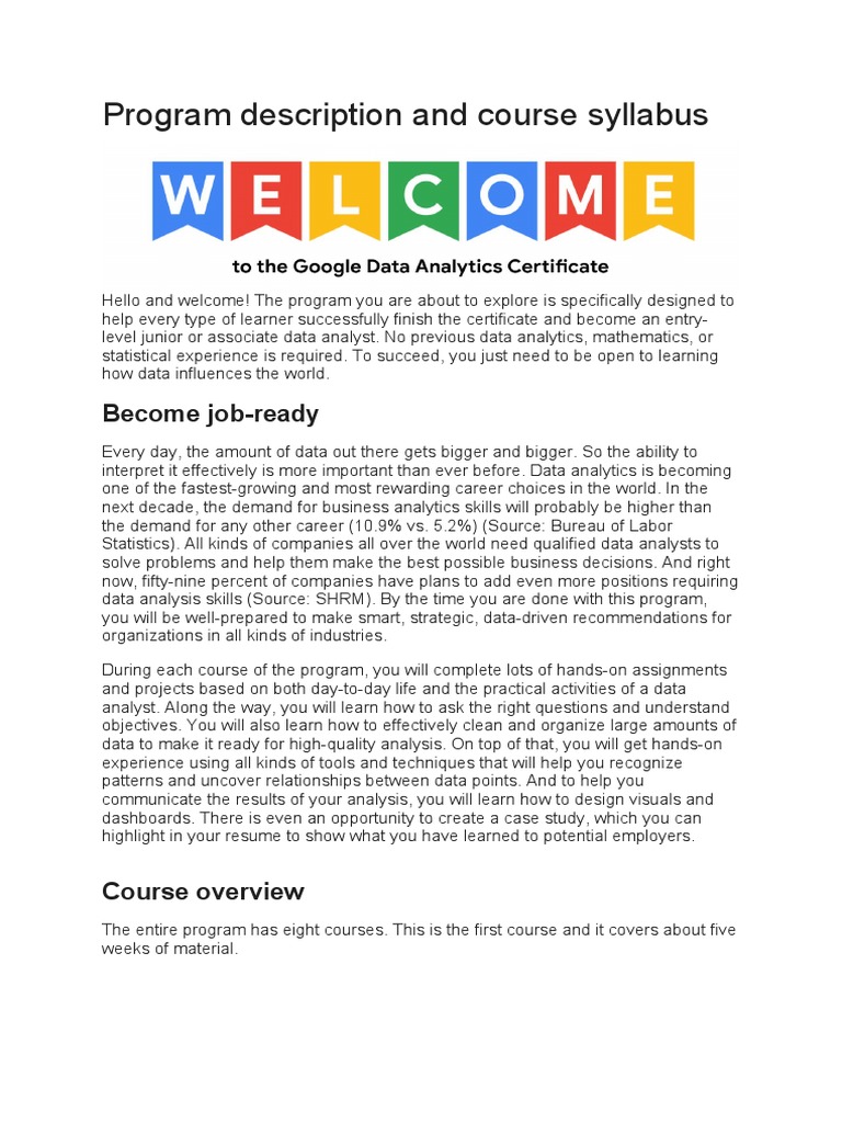 Program Description and Course Syllabus | PDF | Data Analysis | Data