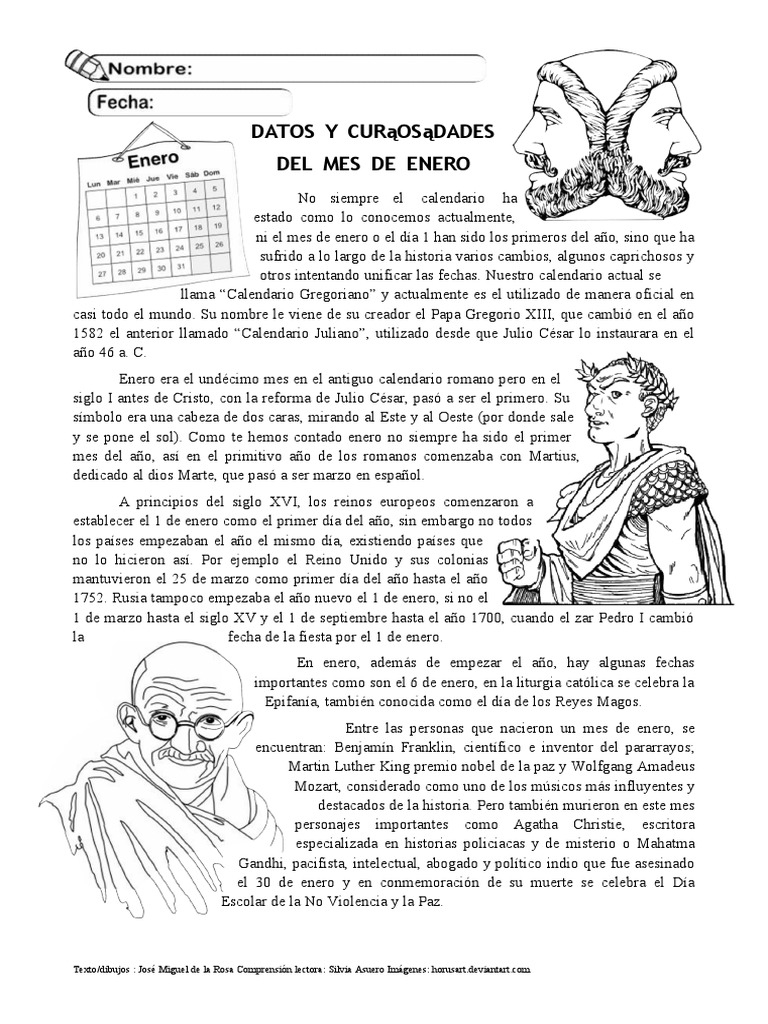 Enero Con Comprensión. | PDF | Calendario