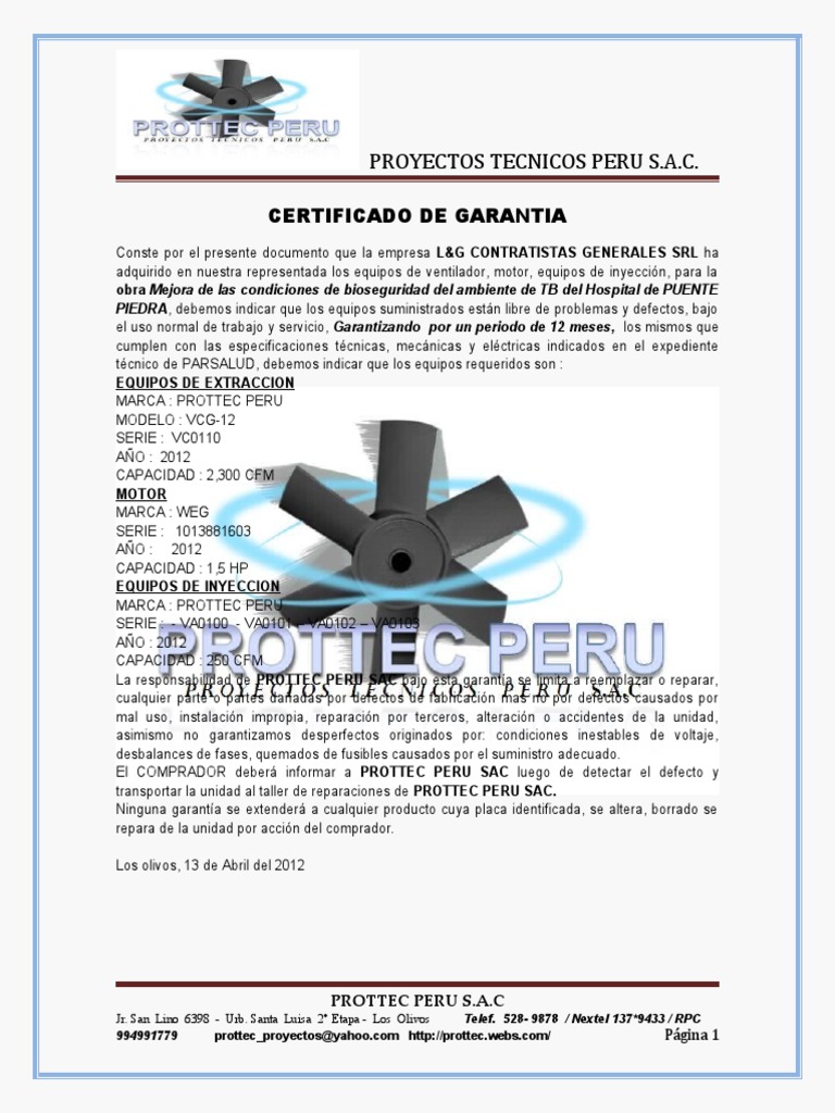 Garantía Equipos Prottec y Weg Perú | PDF | Informática | Tecnología
