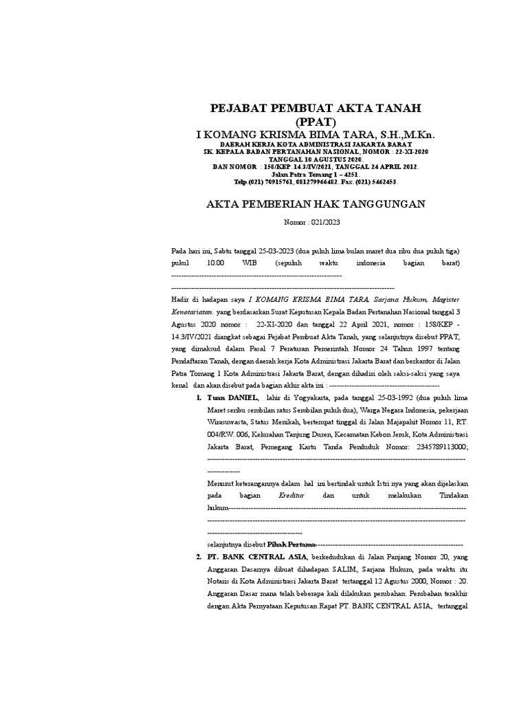 AKTA APHT - Nomor 1 (1) 2 | PDF