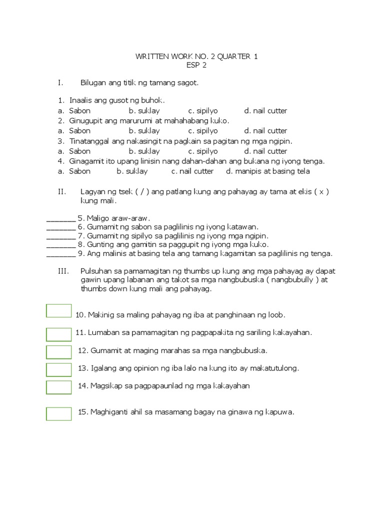 summative Grade 2 | PDF