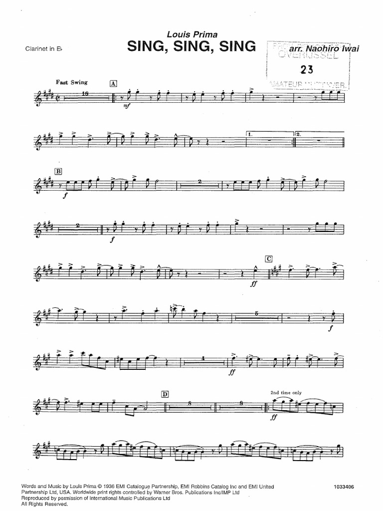 Sing-Sing-Sing-Louis-Prima-Arr-Iwai (CLARINETE) | PDF