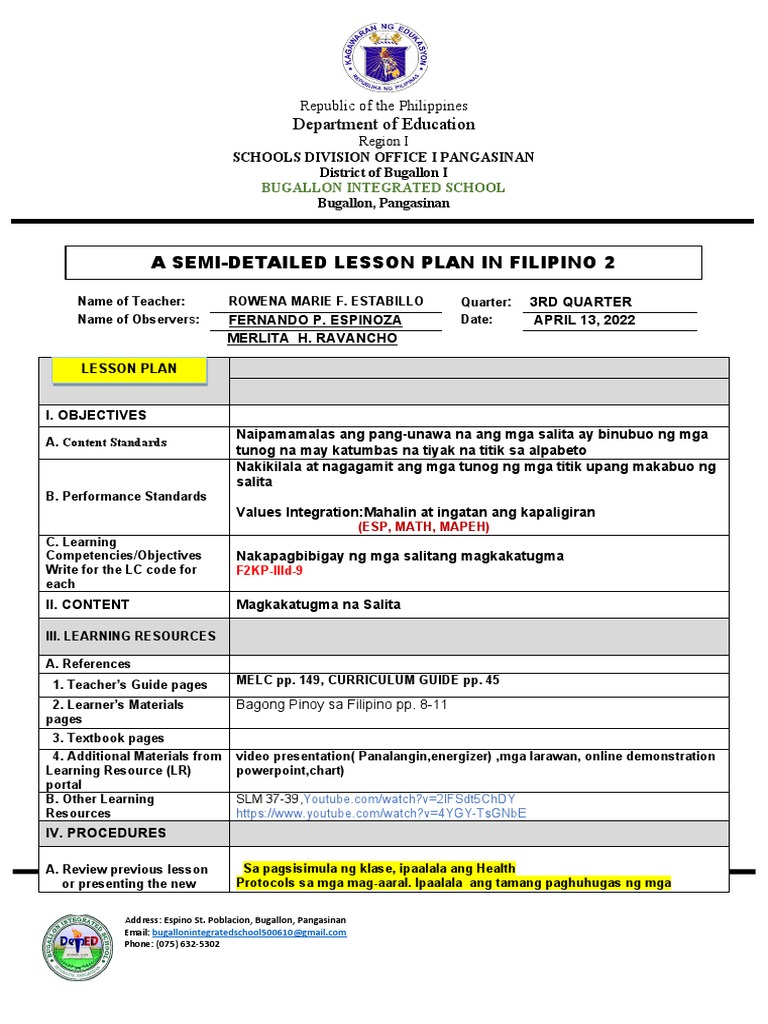 2023 DLL Salitang Magkatugma COT 3rd GRADING DEMO | PDF