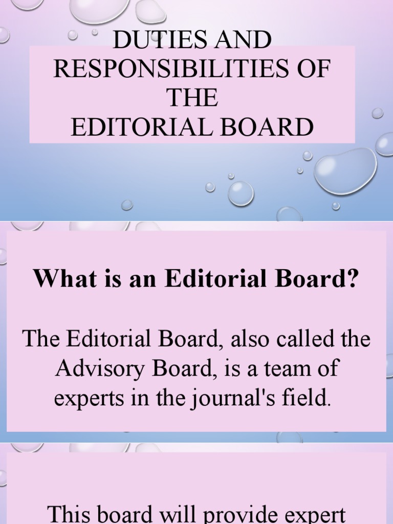 Duties and Responsibilities of THE Editorial Board | PDF