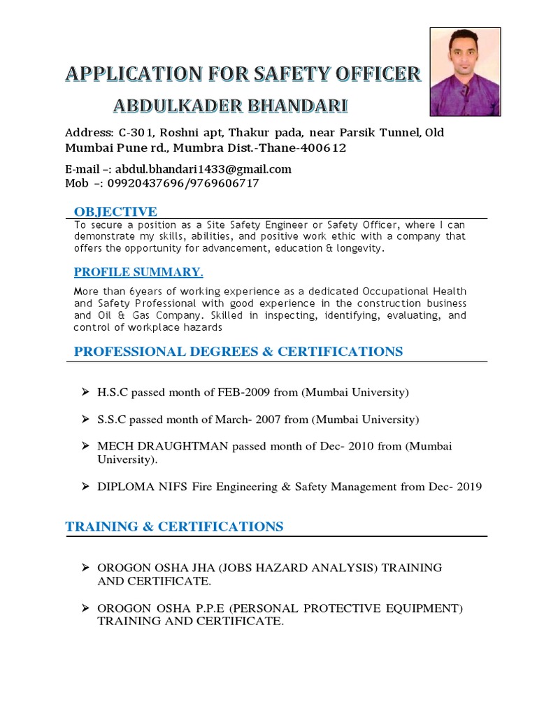 Safety Resume Summary | PDF | Occupational Safety And Health | Firefighter