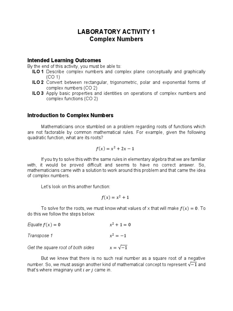 Ece 224 Lab Act 1 Download Free Pdf Complex Number Function