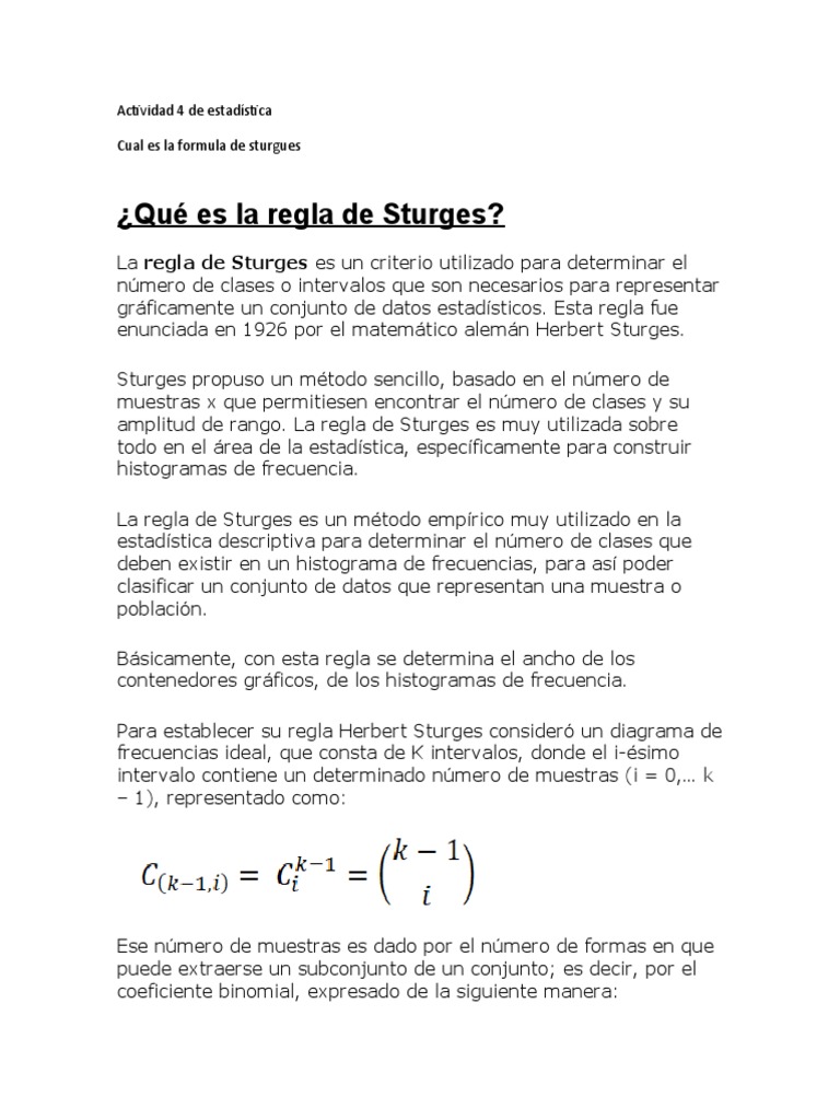 ¿Qué Es La Regla de Sturges? | PDF