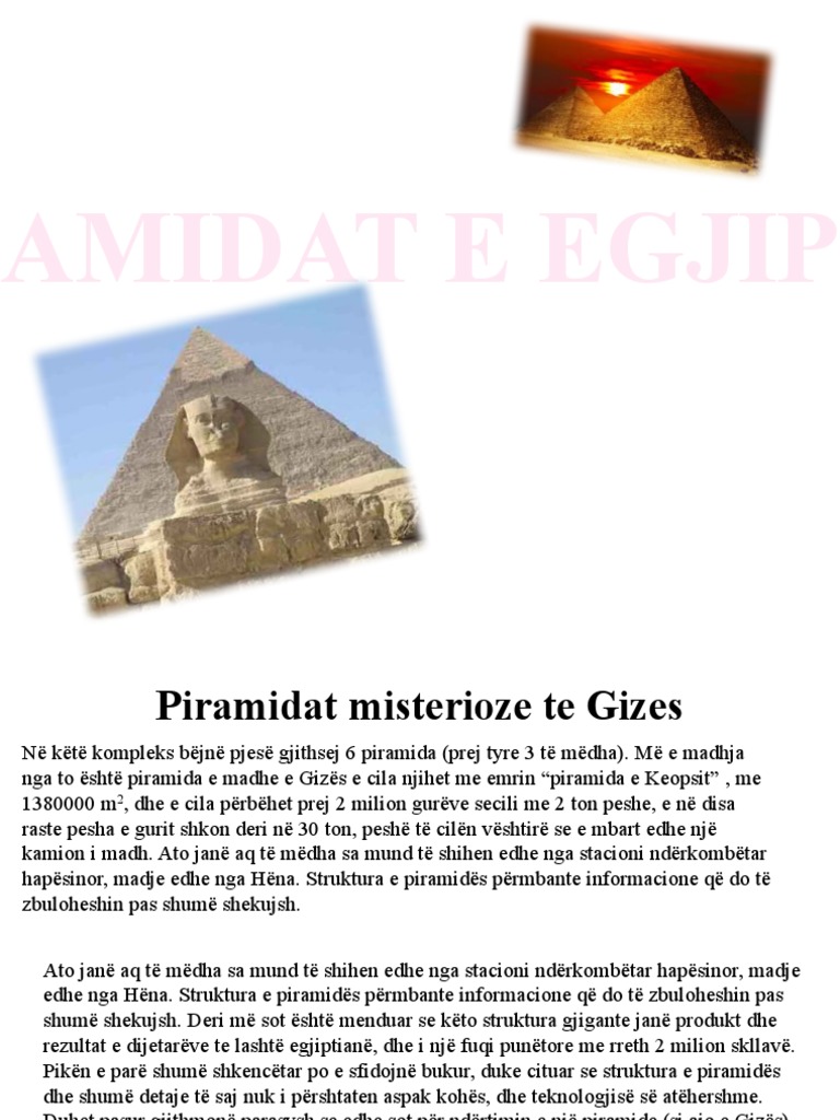 Piramidat e Egjiptit-Projekt Në Gjeografi | PDF