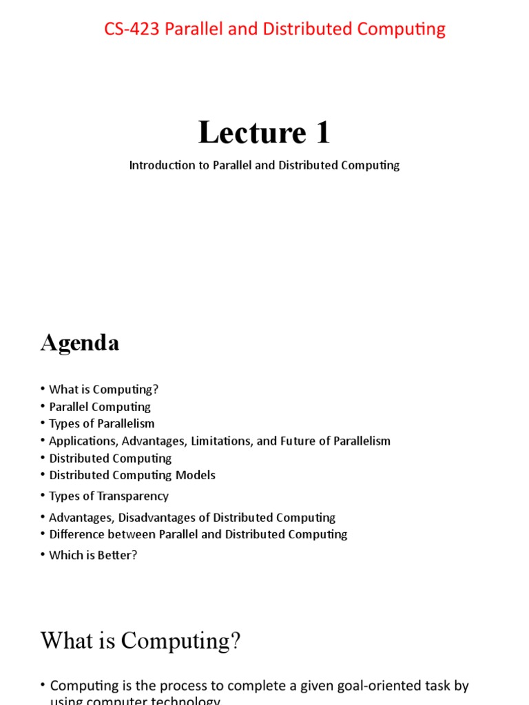 Lecture 1 - Parallel and Distributed Computing | PDF | Parallel ... Lecture 1 - Parallel and Distributed Computing | PDF | Parallel ...