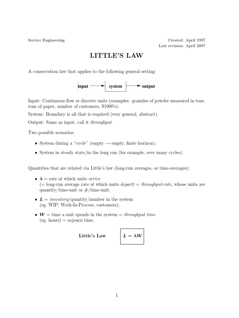 Little Law | PDF | Applied Mathematics | Teaching Mathematics