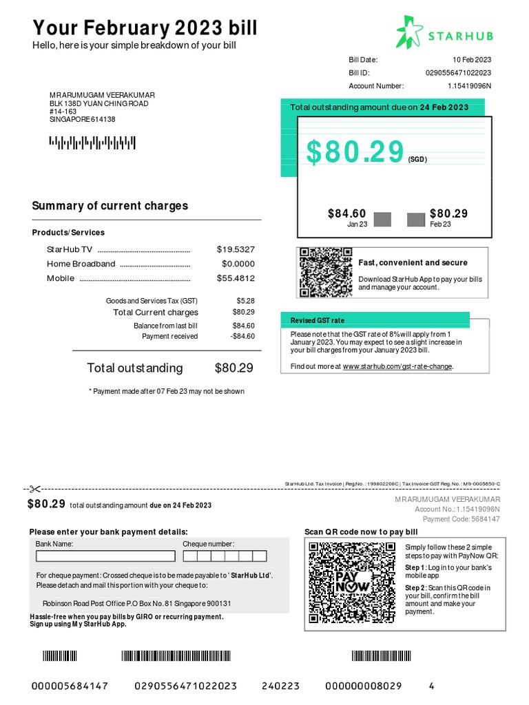 Your February 2023 Bill: $80.29 $84.60 Summary of Current Charges | PDF ...