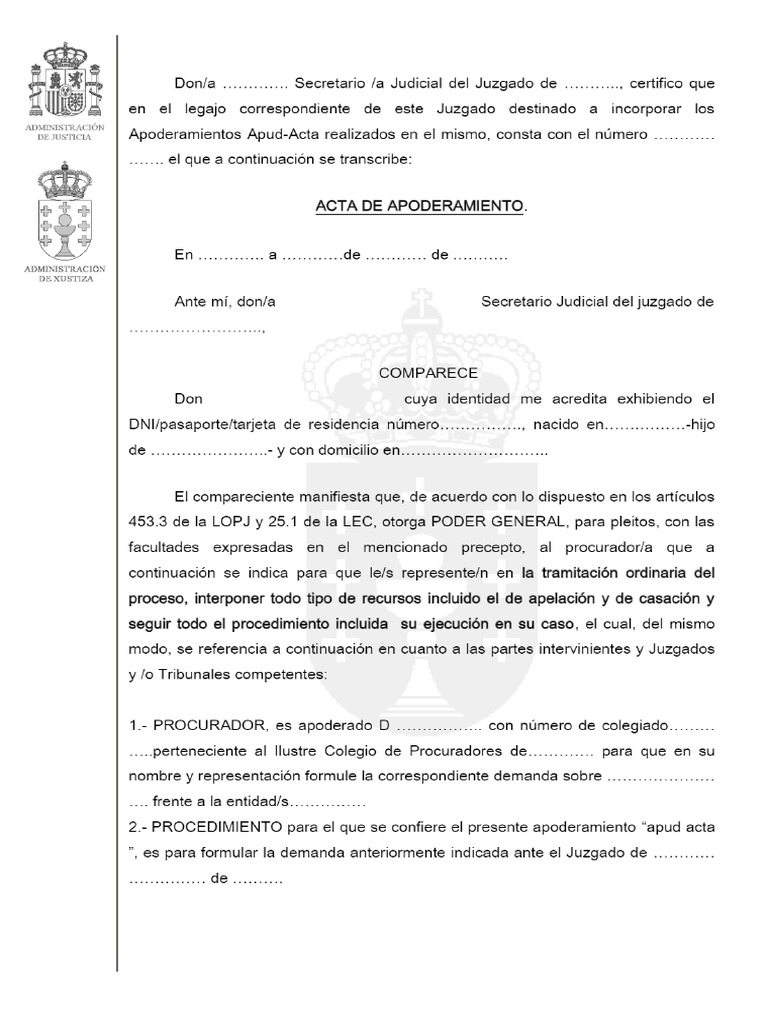 Testimonio de Entrega de Apoderamiento Apud Acta | PDF