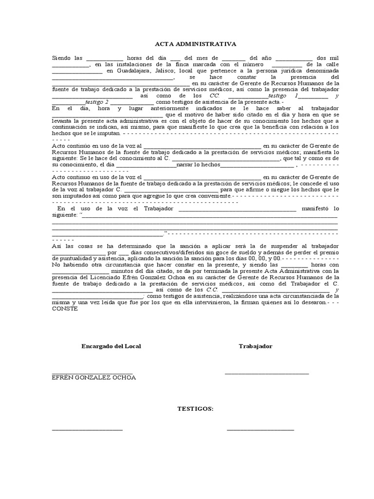 Formato Acta Administrativa | PDF