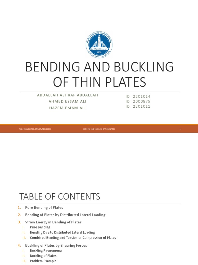 Bending and Buckling of Thin Plates | PDF | Buckling | Bending