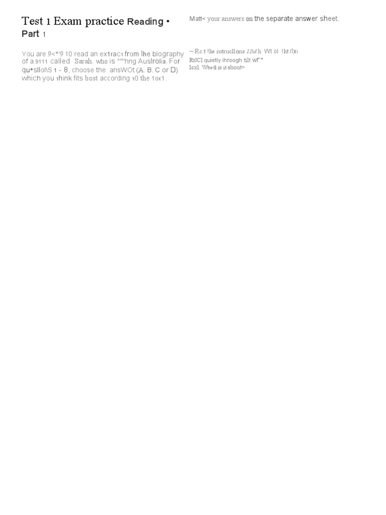 Reading Part 1 + 2 + 3 | PDF