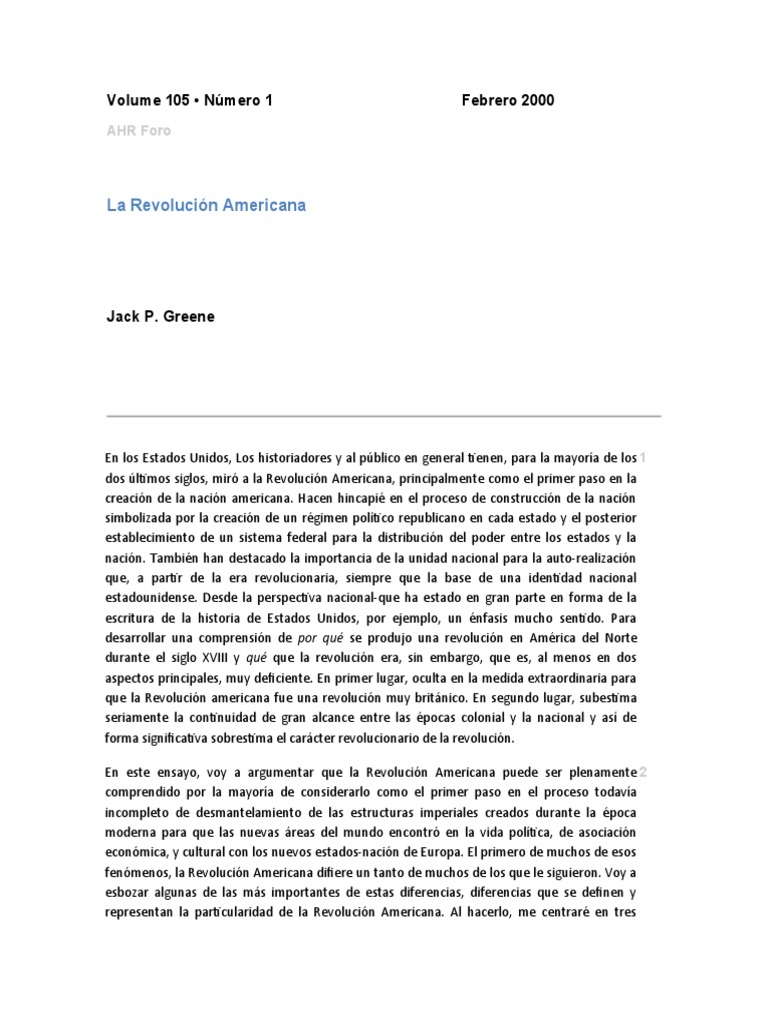 Análisis de la Revolución Americana | PDF | Colonialismo | Sociedad