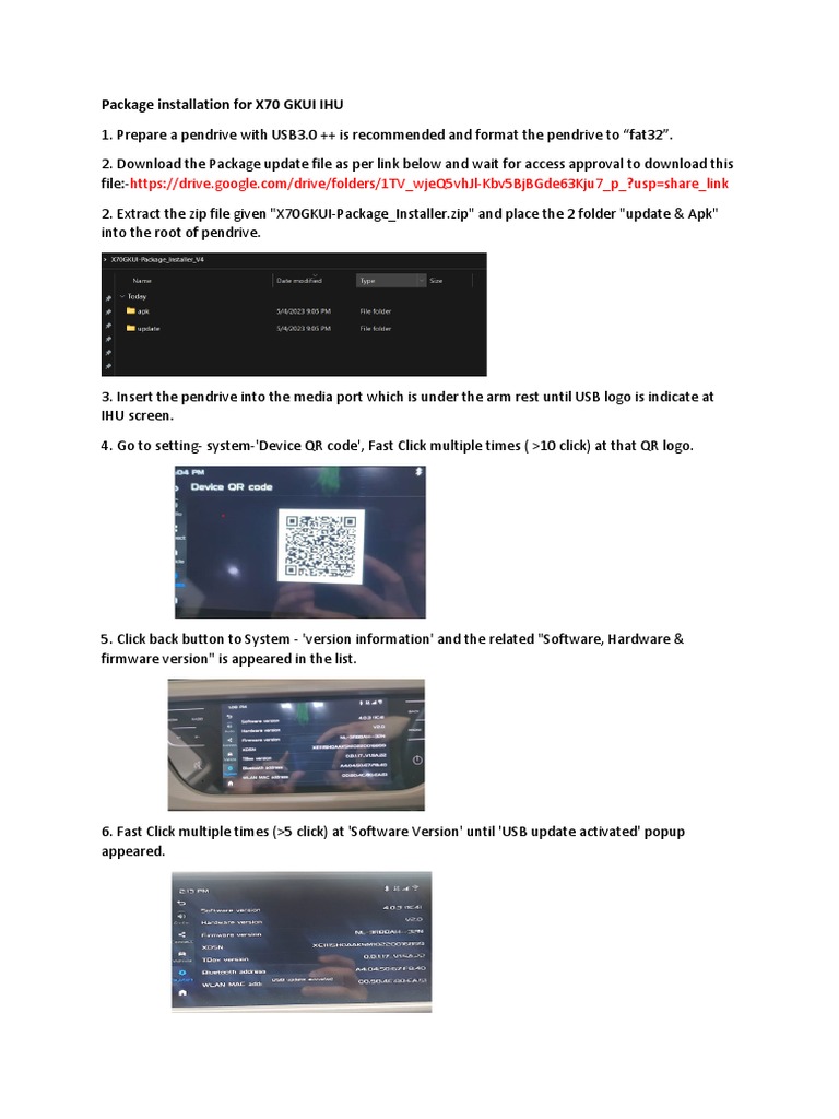 Package Installation For X70 GKUI IHU | PDF | Computers | Technology & Engineering