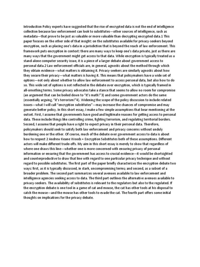 Policy options beyond encryption: A framework for compromise | PDF ...