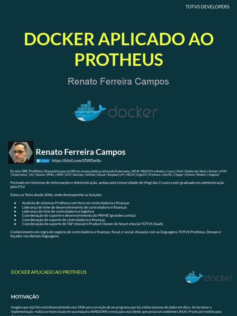 Docker Aplicado Ao Protheus Como Utilizar Containers Para Desenvolvimento E Testes Pdf