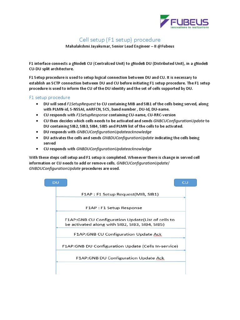 Cell Setup (F1 Setup) Procedure | PDF