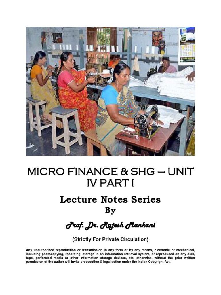 Micro Finance & SHG - Unit: Lecture Notes Series | PDF | Microfinance ...