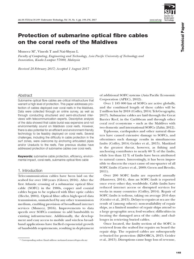 Protection of Submarine Optical Fibre CA | PDF | Coral Reef | Coral