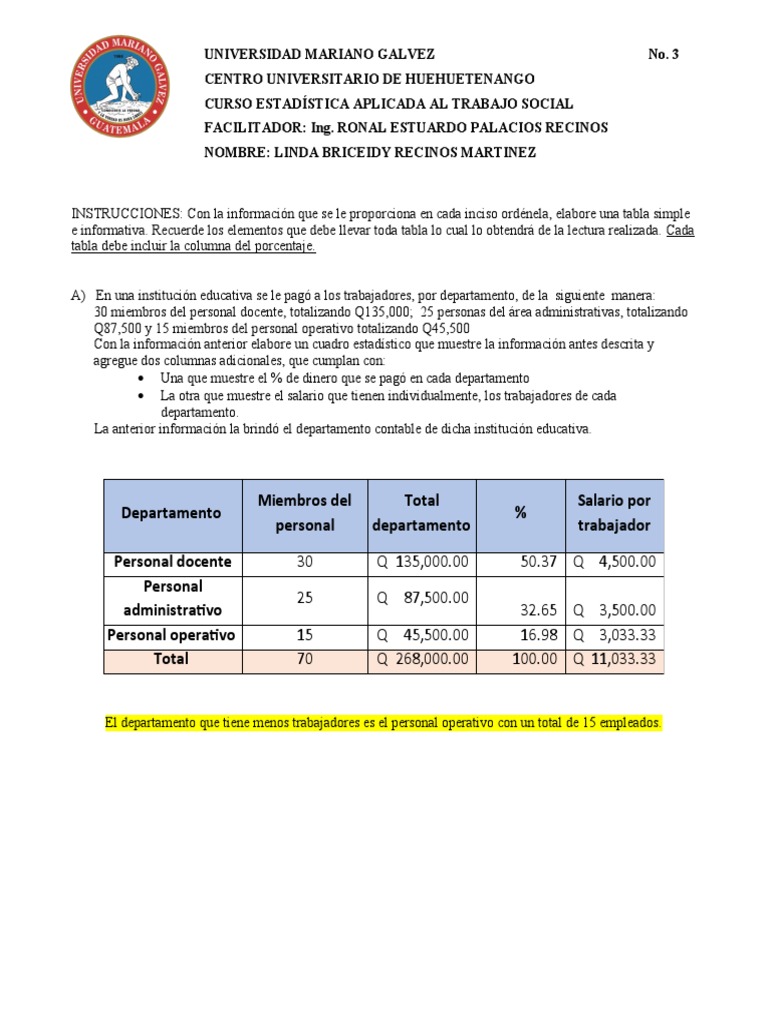 Tablas de Informacion Simple | PDF