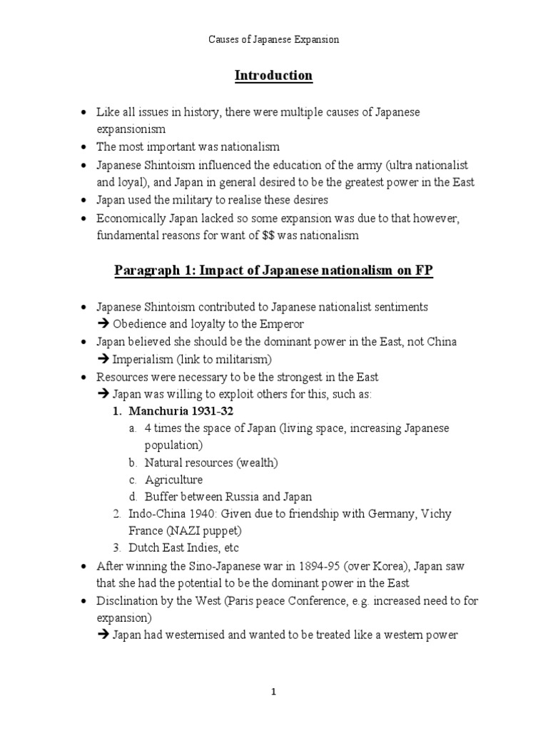 Causes of Japanese Expansion: 1. Manchuria 1931-32 | PDF | Empire Of ...