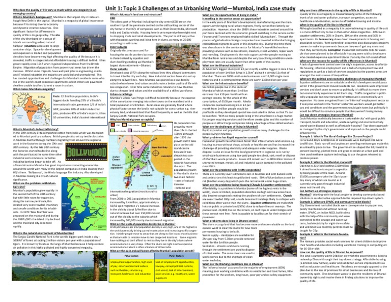 Paper 1 Urbanisation Mumbai Case Study.254586199 | PDF | Slum | Mumbai