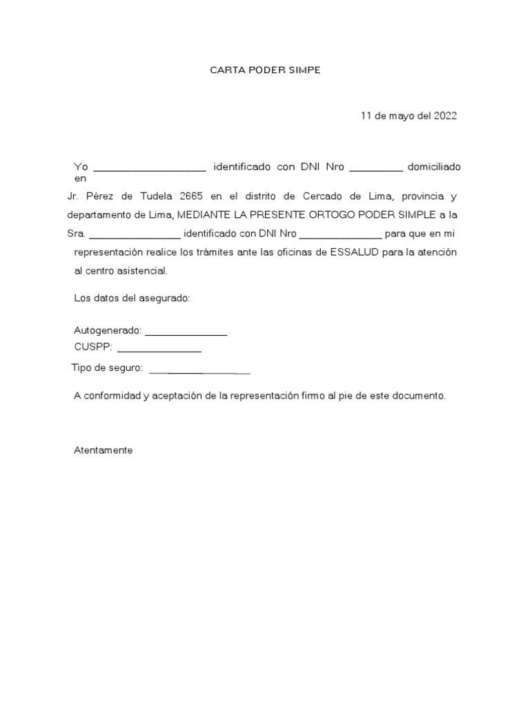 Carta Poder Simpe | PDF
