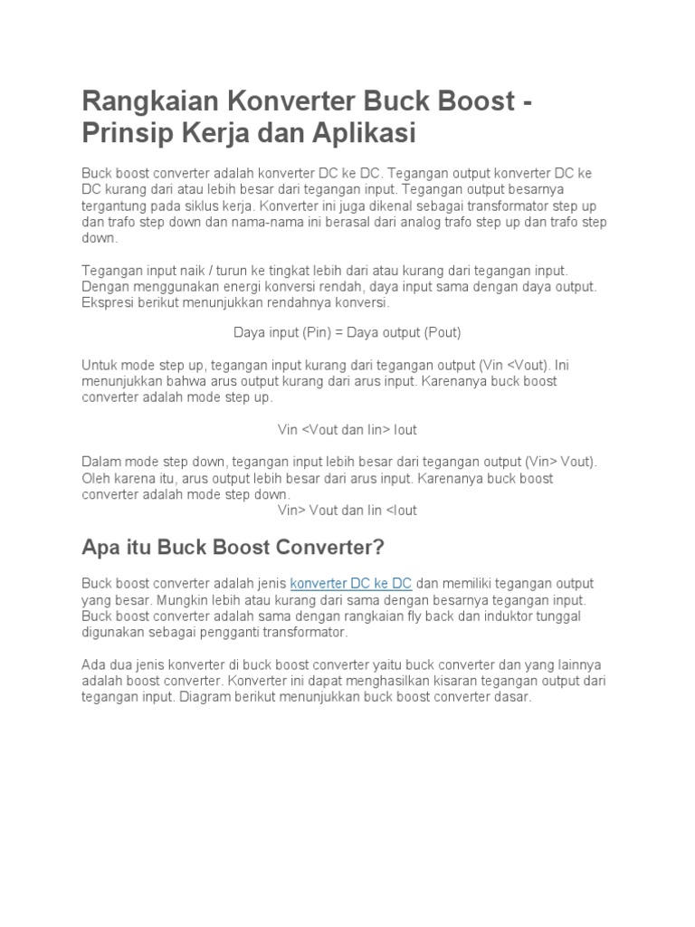 Rangkaian Konverter Buck Boost | PDF