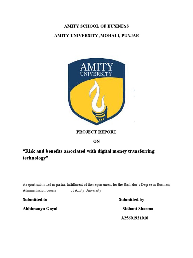 AMITY Sidhant Sharma Report | PDF | Debit Card | Payments