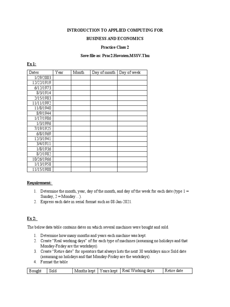 Applied Computing for Business: Exercises | PDF | Computing