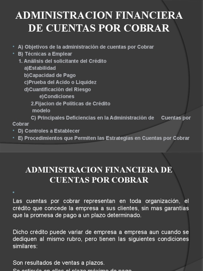 Administración financiera de cuentas por cobrar: análisis de técnicas y ...
