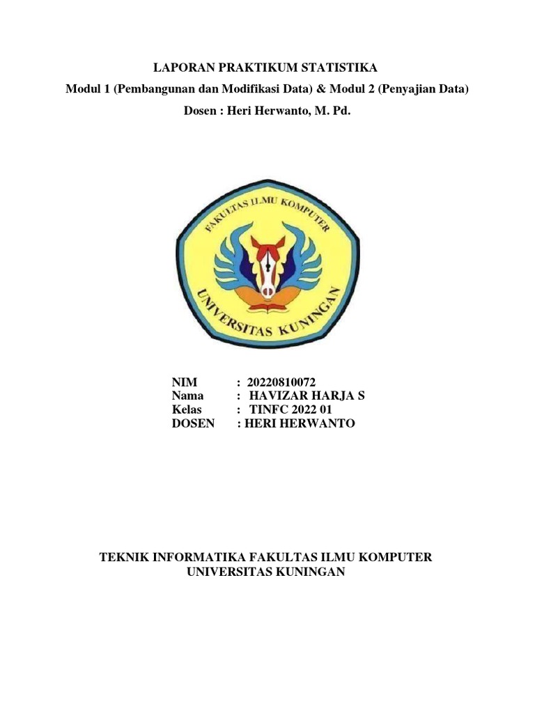Laporan Praktikum Statistika Mod 1 & 2 | PDF