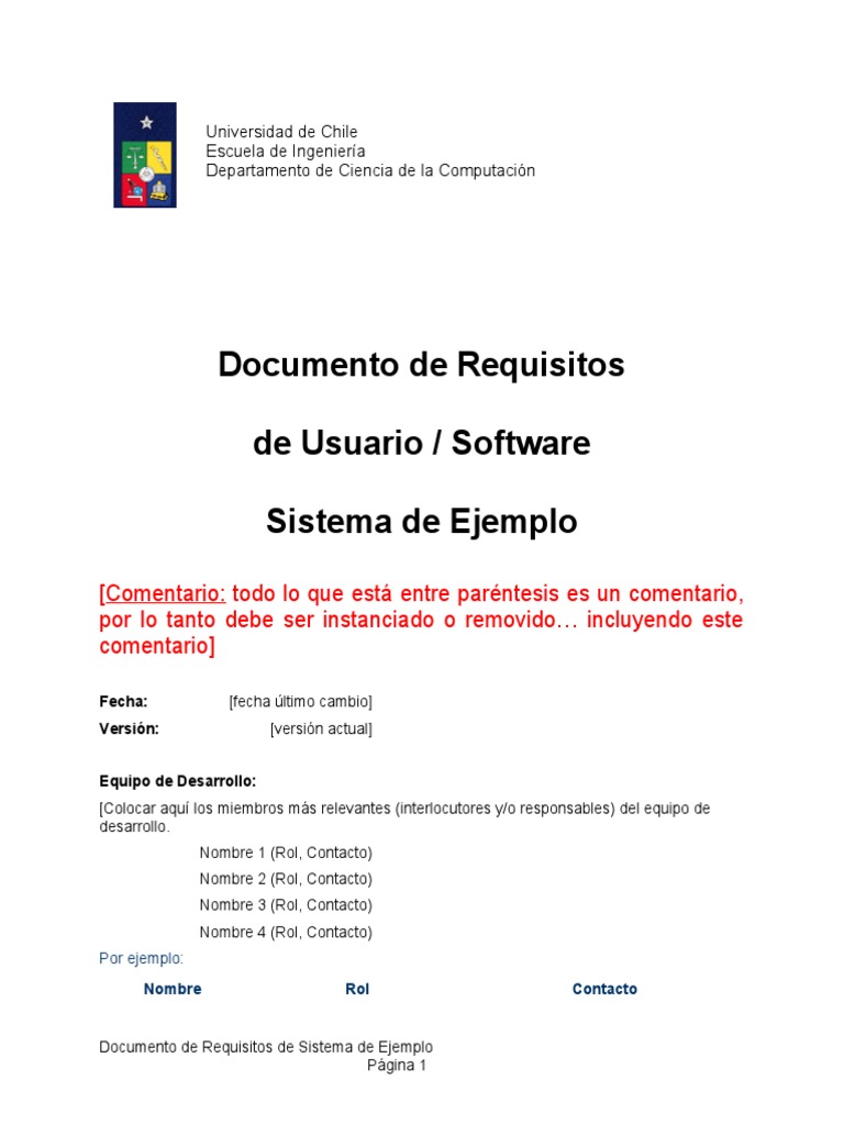 Documento de Requisitos Plantilla | PDF | Software | Usuario (informática)