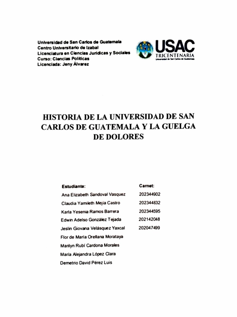 Historia de La Usac y Huelga de Dolores, Jeslin | PDF