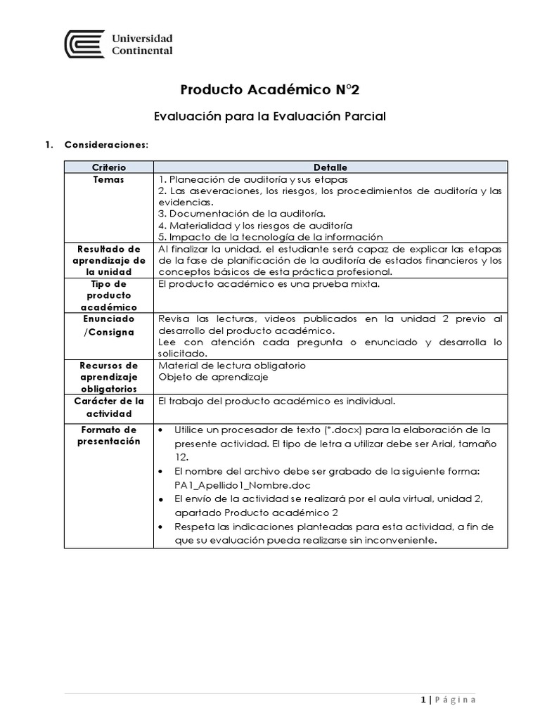 Evaluación de conocimientos sobre la planificación de la auditoría y conceptos básicos ...