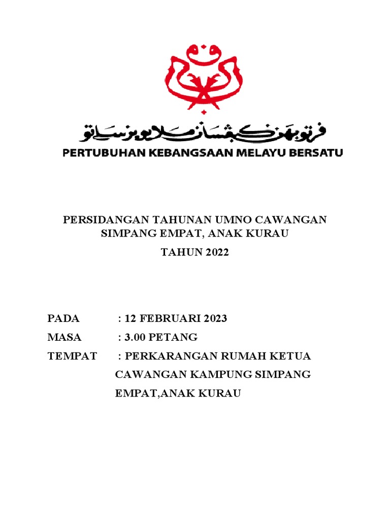 MM Umno Cawangan 2021 | PDF