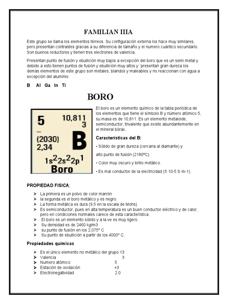 Propiedades y Usos del Boro en Química | PDF | Boro | Aluminio