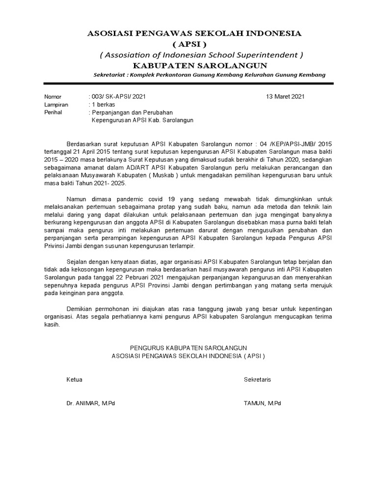 Pengurus Apsi Sarolangun 2021-2025 | PDF | Karier & Perkembangan | Pengembangan Diri