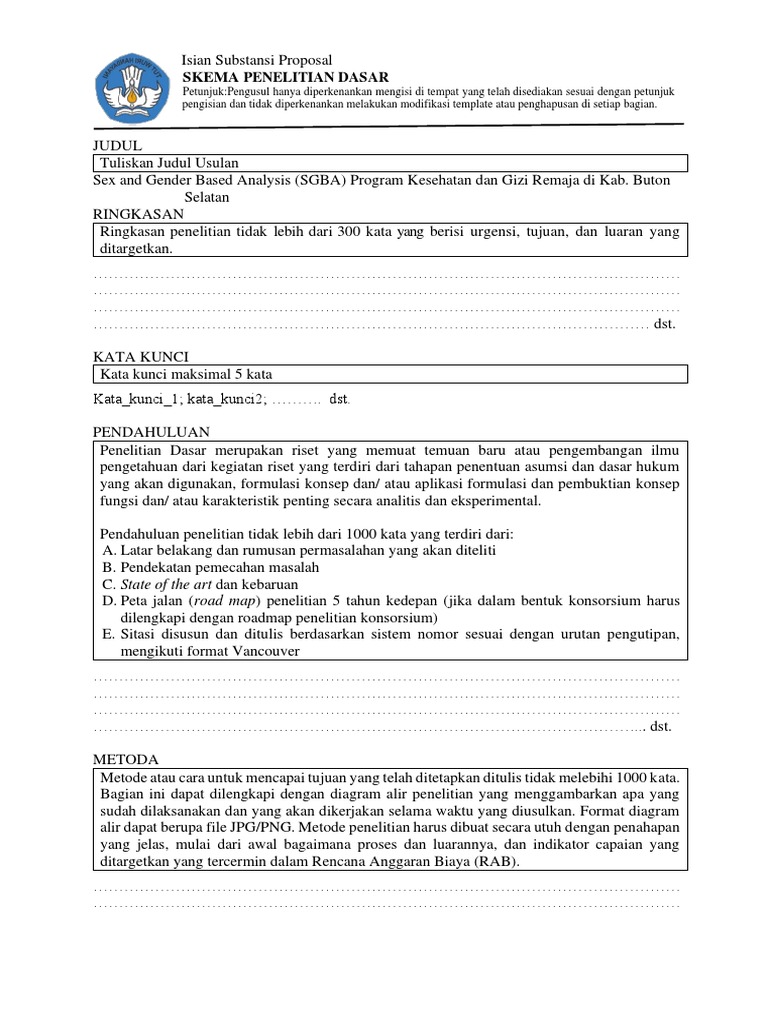 Isian Substansi Proposal Skema Dasar | PDF