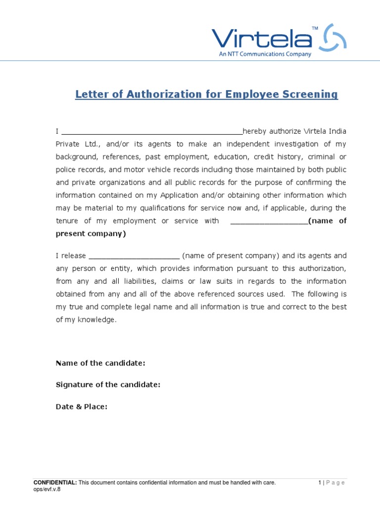 LOA - Pre - Employment Verification | PDF