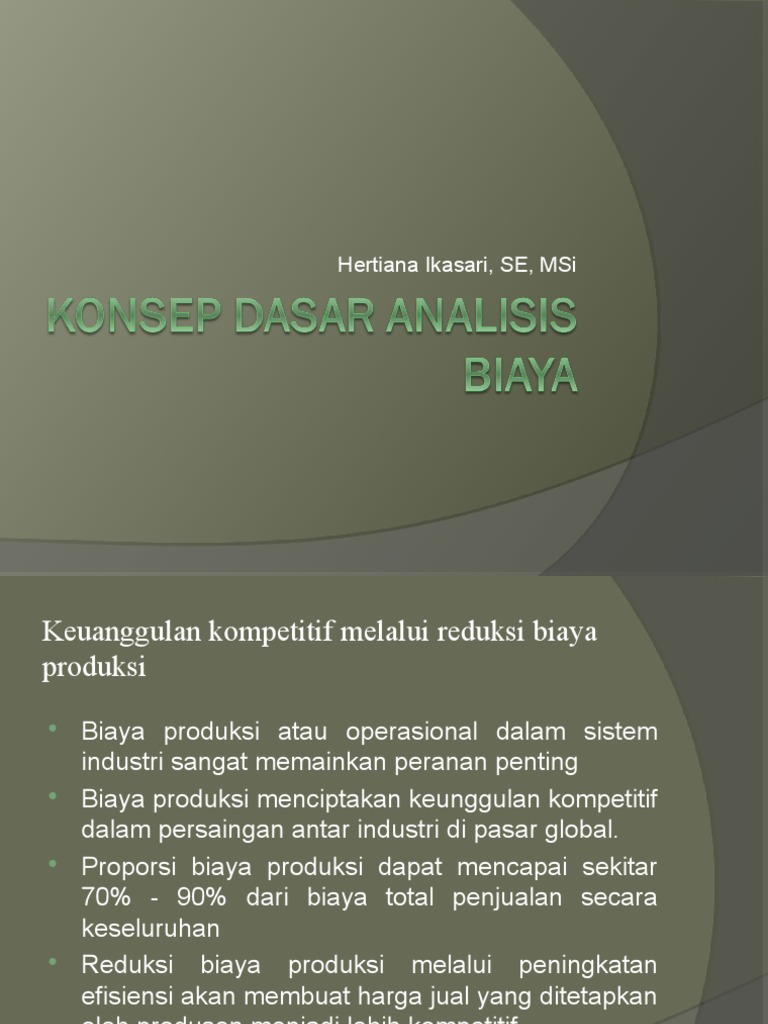 Konsep Dasar Analisis Biaya 1 | PDF