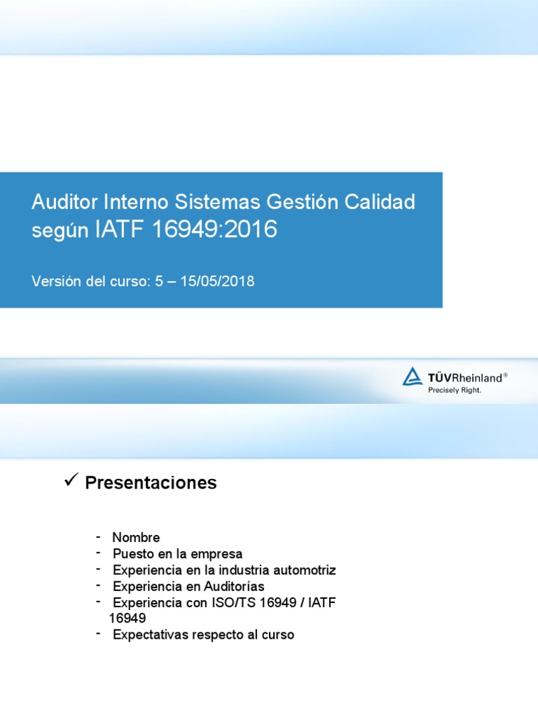 Curso Auditor Interno IATF 16949:2016 | PDF | Calidad (comercial ...