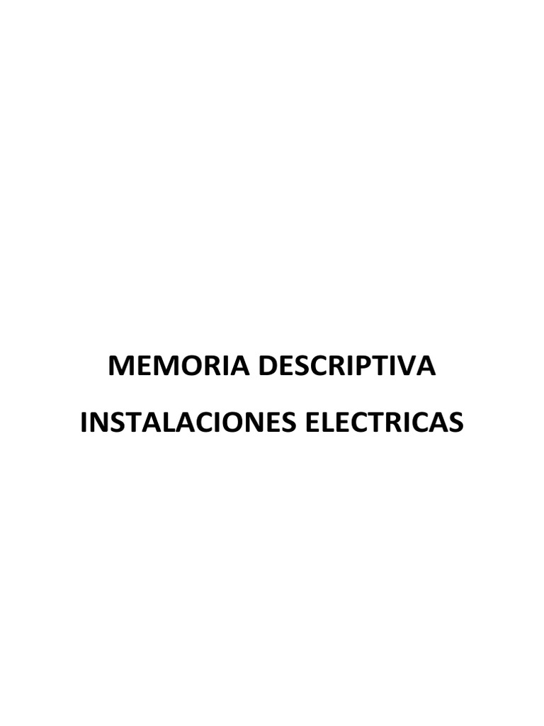 Memoria Descriptiva Instalaciones Electricas | Descargar gratis PDF | Enchufes y tomas de ...
