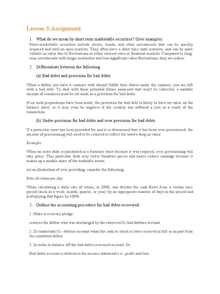Lesson 3 Assignment. Intermediate Accounting | PDF