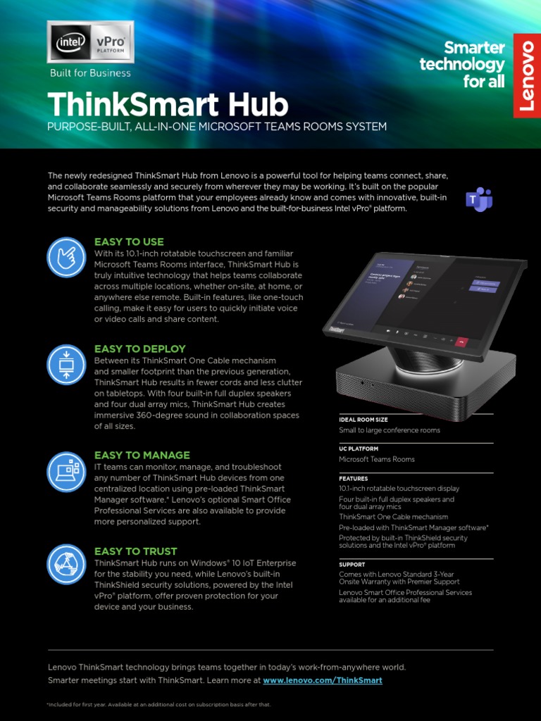 ThinkSmart Hub MTR One-Pager | PDF | Lenovo | Microsoft